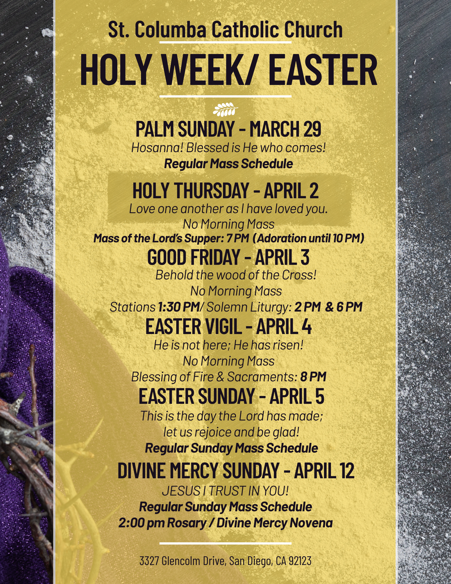 Holy Week / Easter 2026 - St. Columba San Diego